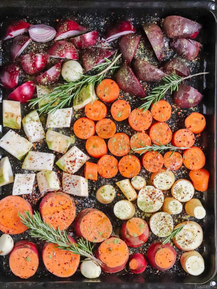 Simple Fall roasted root vegetables recipe - FOODHEAL